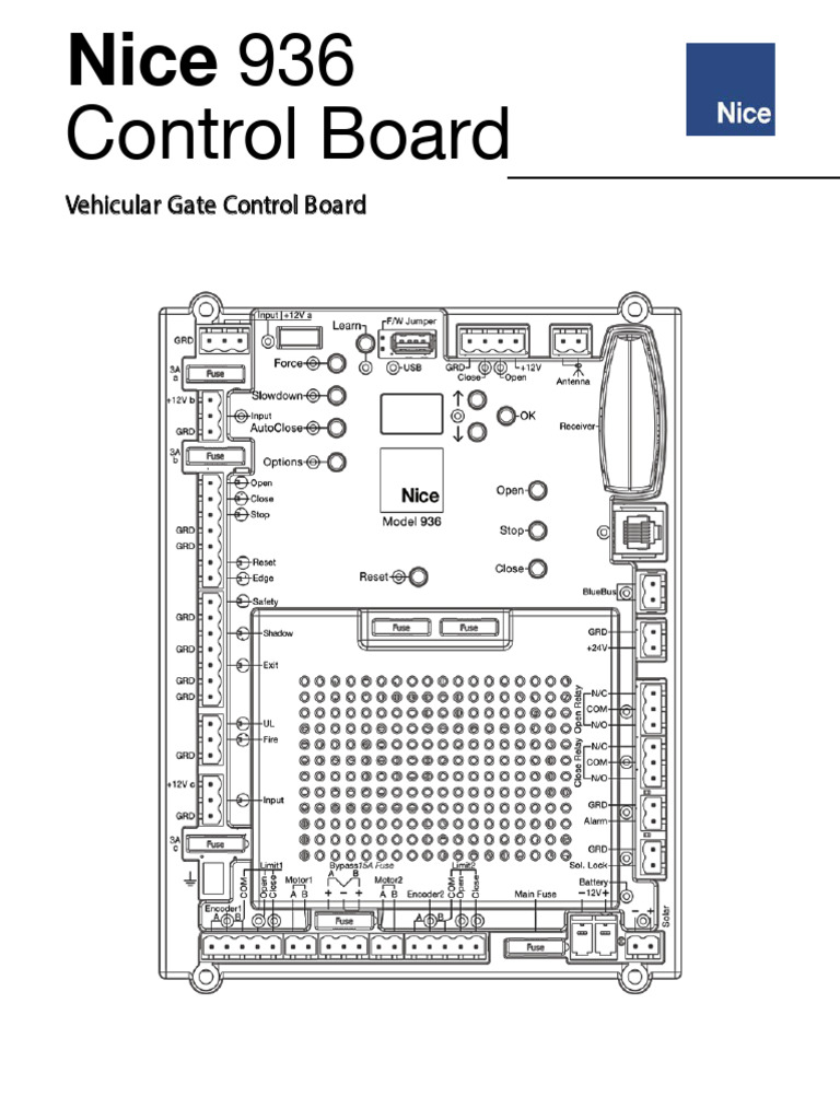 Nice 936 Control Board Manual | PDF | Traffic | Electrical Engineering