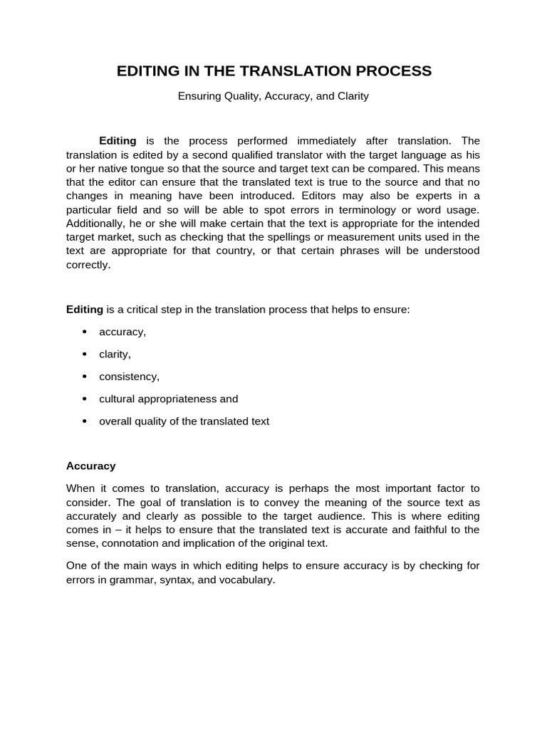 Editing for Quality in Translation | PDF | Translations | Editing