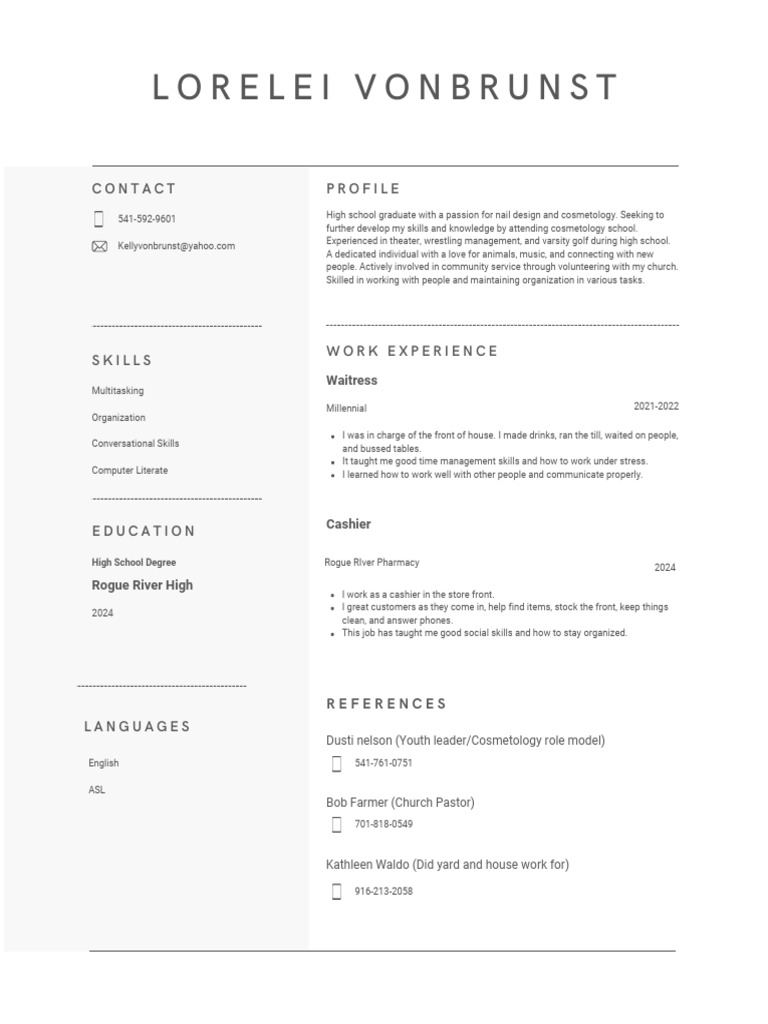 Minimalist White and Grey Professional Resume | PDF