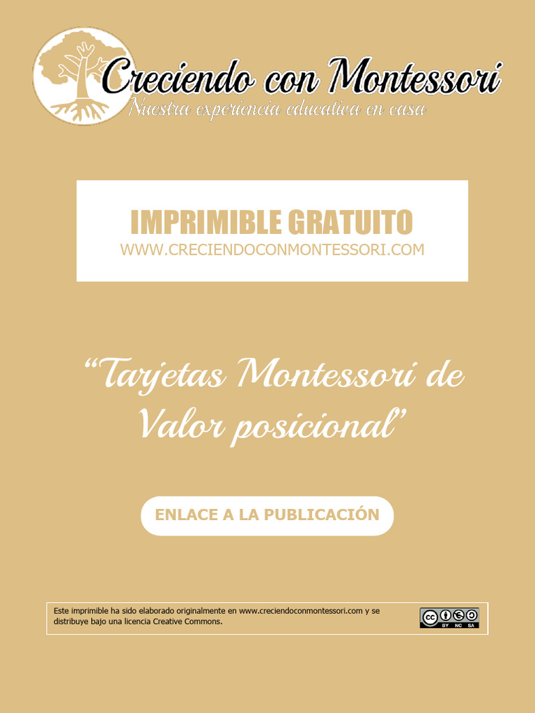 Tarjetas Valor Posicional Montessori | PDF
