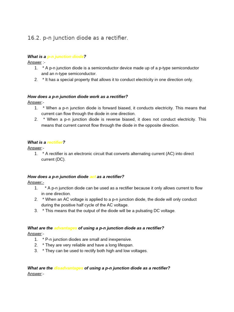 Semiconductor Imp Topic | PDF | Rectifier | P–N Junction