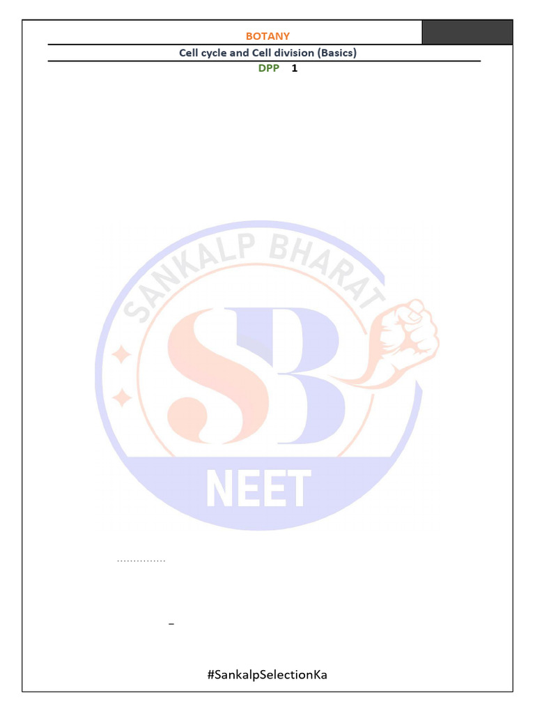 Cell Cycle and Cell Division DPP 01 - 103 - 1710733666440 | PDF | Chromosome | Cell (Biology)