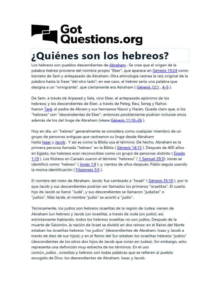 Origen y significado de los hebreos | PDF | Israelitas | Abrahán