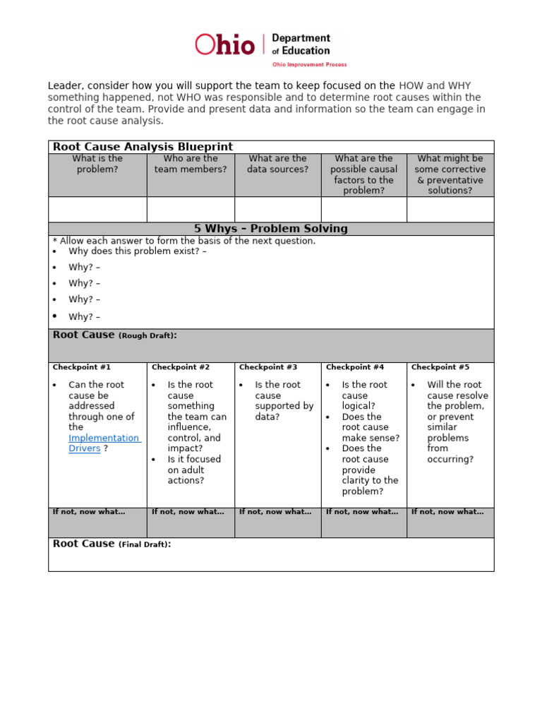 Ohio Root Cause Analysis Blueprint | PDF