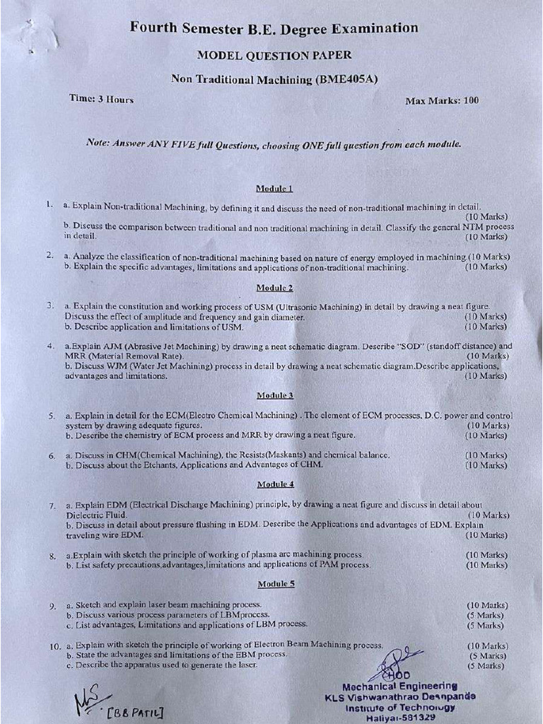 BME405A NTM Model QP and Solutions | PDF
