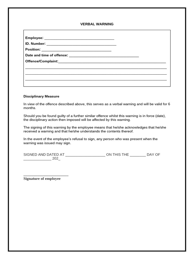 2 - Verbal Warning Template | PDF