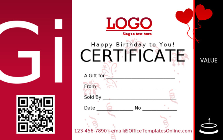 Birthday Gift Certificate Template | PDF