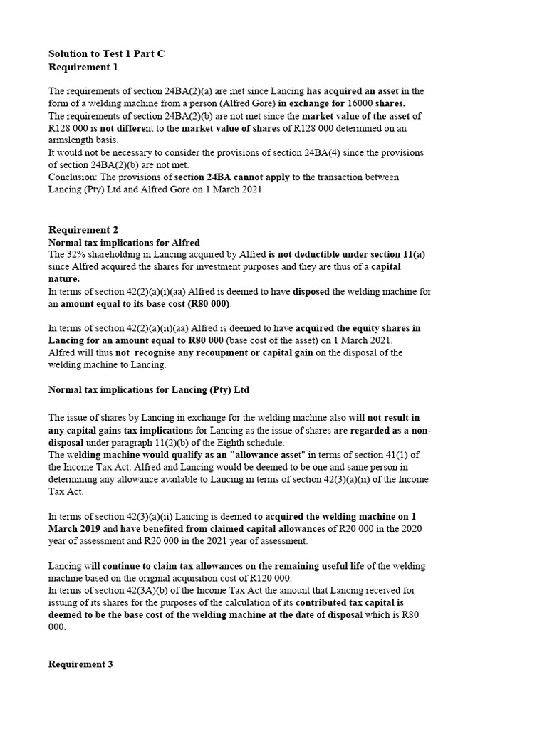 Q1 Sol Part C | PDF | Capital Gains Tax | Taxes
