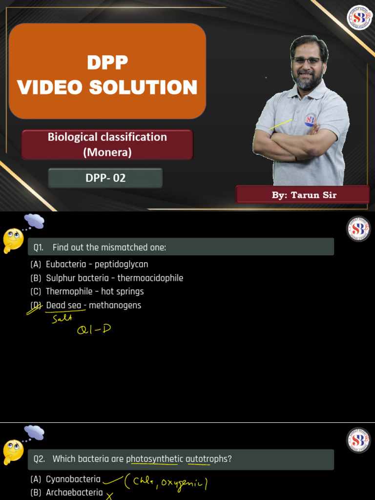 Biological Classification DPP 02 Solution PDF - 1624 - 1710733729579 | PDF | Bacteria | Archaea
