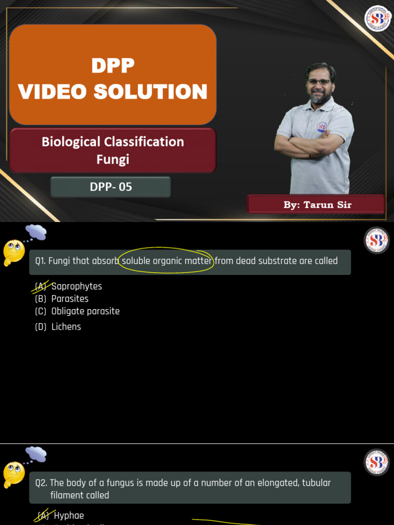 Biological Classification DPP 05 Solution PDF - 1627 - 1710733732775 | PDF | Fungus | Sexual ...