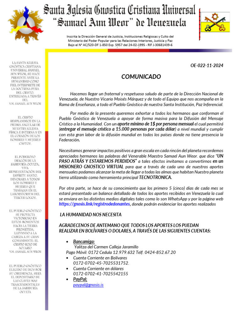 Comunicado Difusion Mundial | PDF