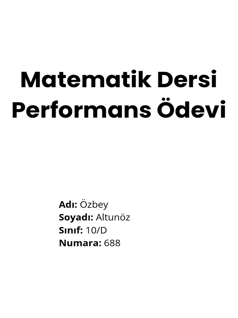 Matematik Dersi Performans Ödevi | PDF