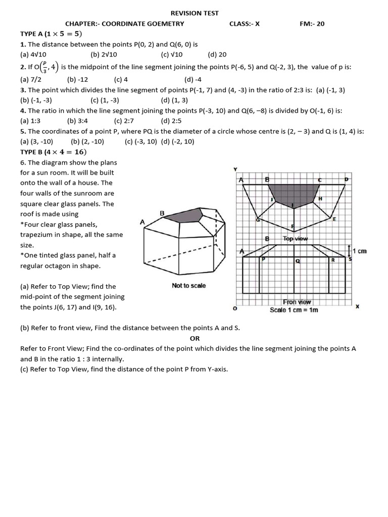 Coordinate Geometry Revision Test for Class X | PDF | Circle | Geometry