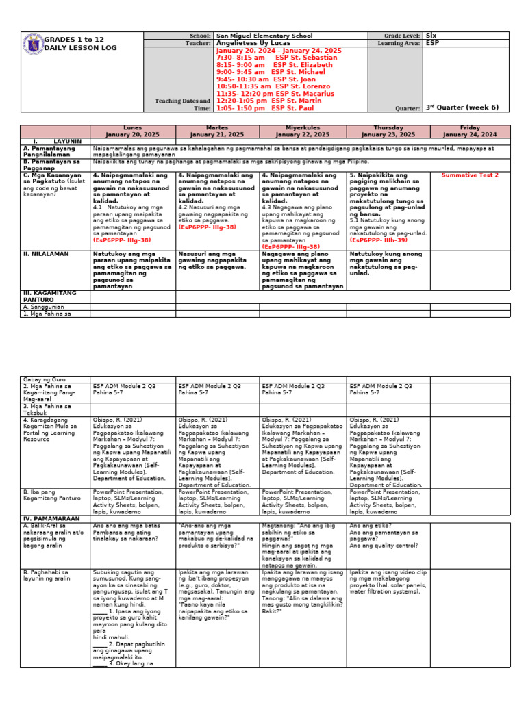 ESP DLL Week 6 | PDF