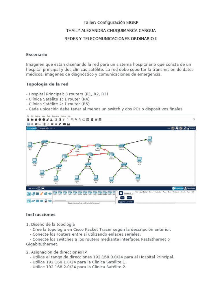 Configuración EIGRP en Red Hospitalaria | PDF
