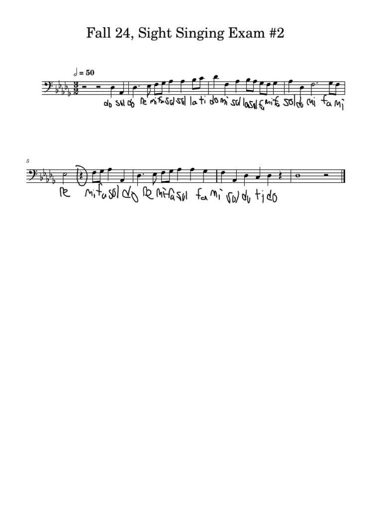 Fall 24 Sight Singing Exam 2FIXED | PDF