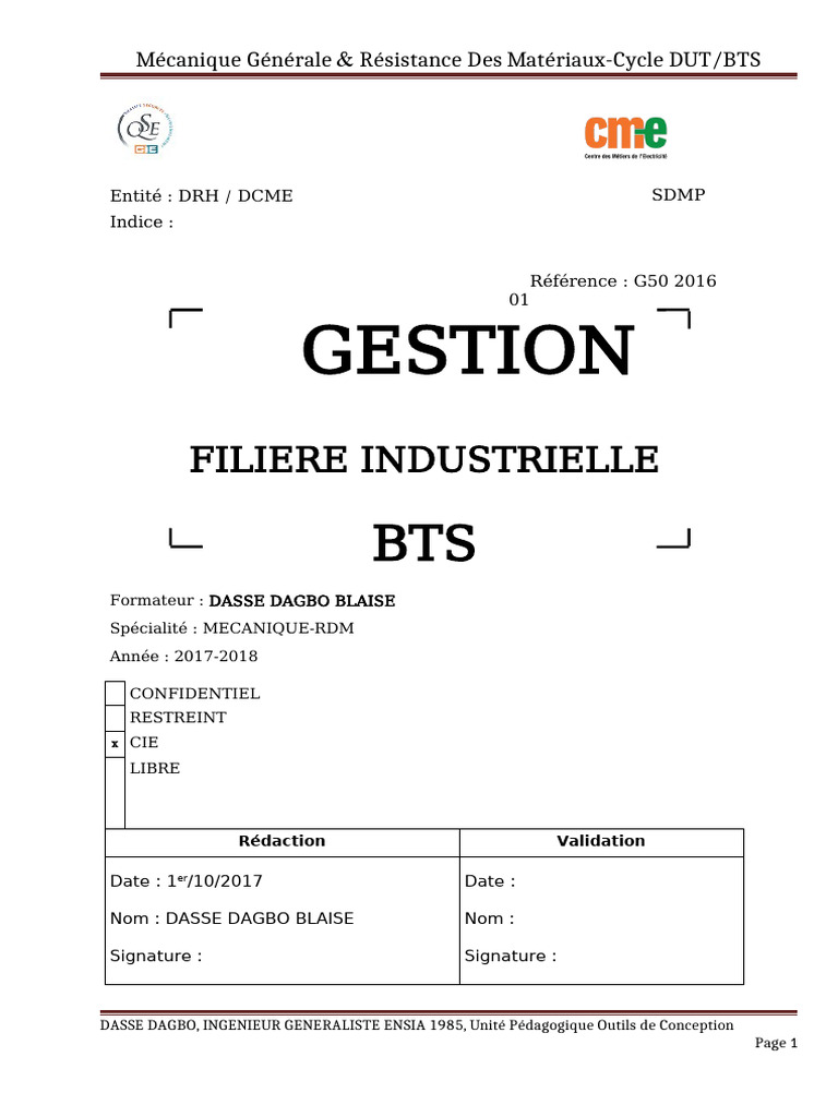 SUPPORT_COURS_DE_MECANIQUE-RDM-BTS-1ère-ANNEE | PDF | Résistance des matériaux | Mécanique