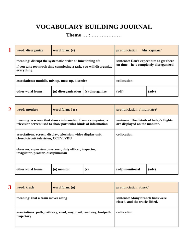 Vocabulary Building Journal Entries | PDF | Money | Banking