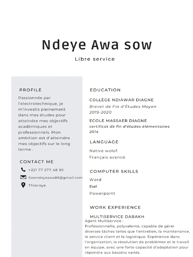 Cv Ndéye Awa sow | PDF