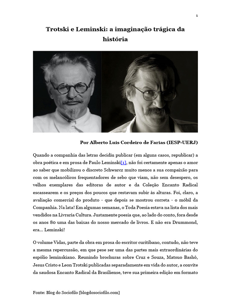 Análise Da Obra Vida de Paulo Leminski | PDF | Leon Trotsky | Tragédia