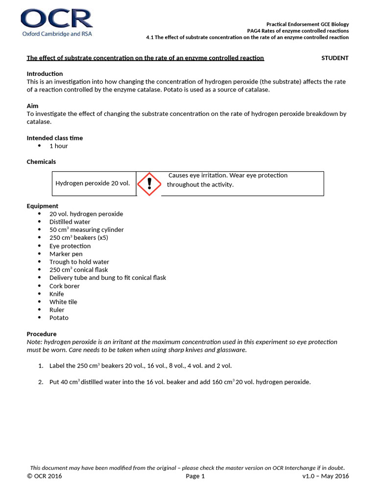 4.1 STP Student Effect Substrate Conc On Rate Enzyme Reaction | PDF ...