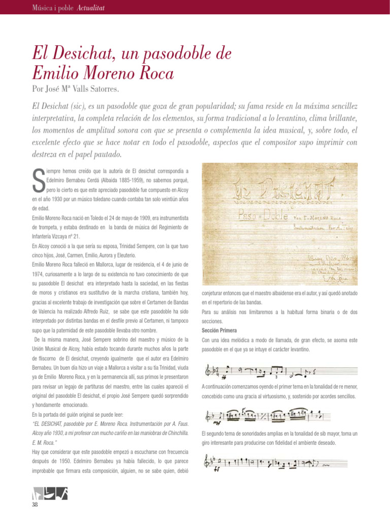 El Desichat - Un Pasodoble de Emilio Moreno Roca | PDF