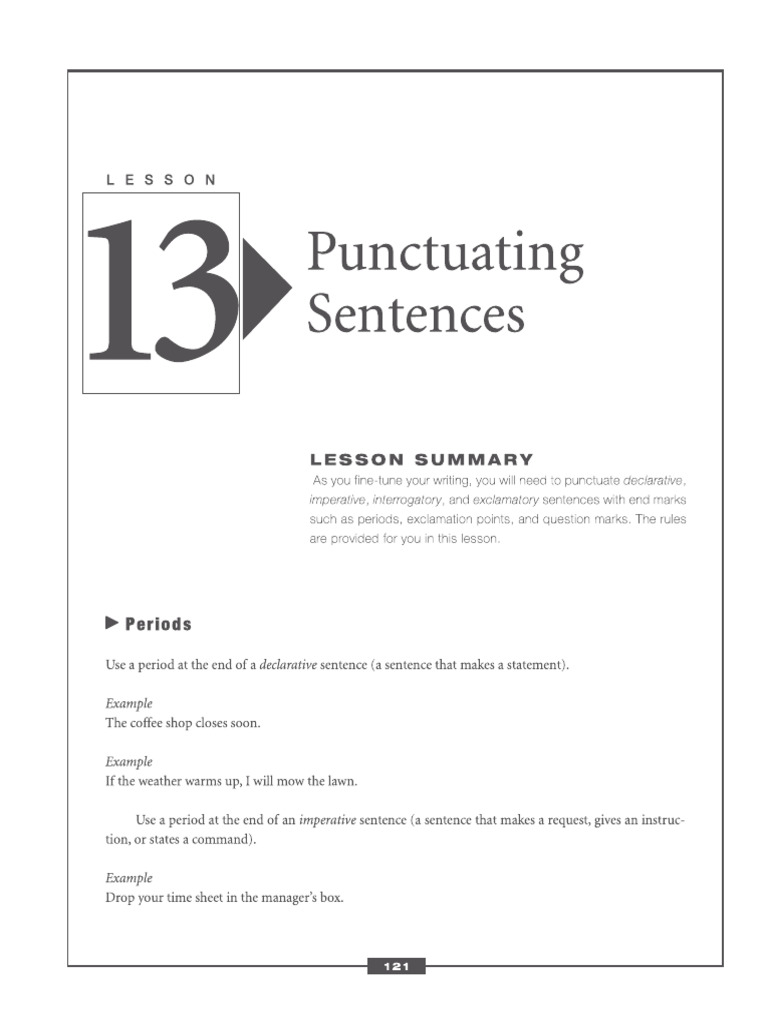 Middle School Sentence Punctuation From Proofreading | PDF