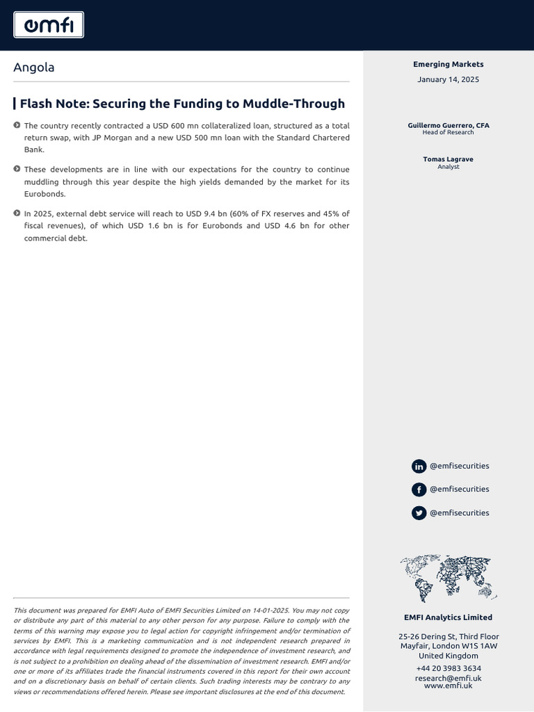 Angola 2025 Debt Outlook | PDF | Securities (Finance) | Investing