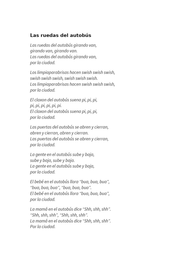 Cancion LAS RUEDAS DEL AUTOBUS | PDF