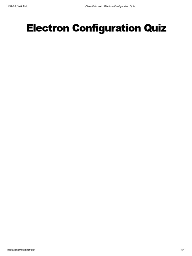 Electron Configurations Quiz | PDF