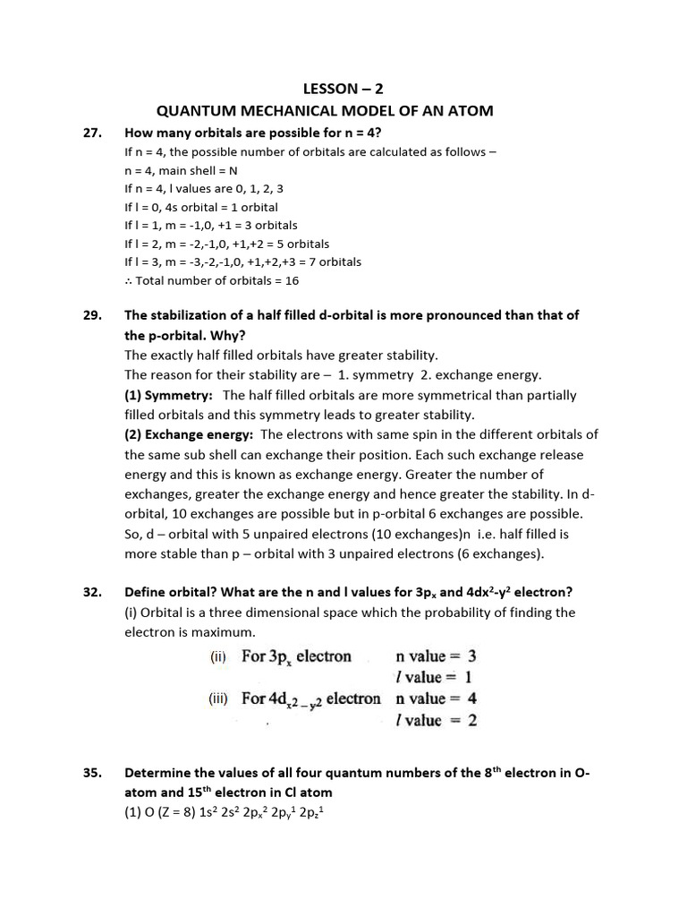 Lesson - 2 | PDF | Atomic Orbital | Electron Configuration