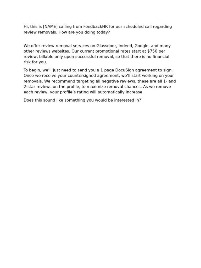 FBHR Sales Test Script | PDF