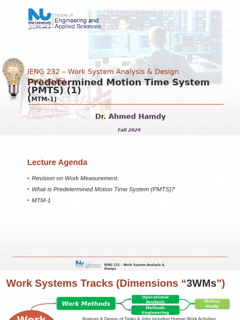 Lecture (6) - Predetermined Motion Time System (PMTS) | PDF | Applied ...