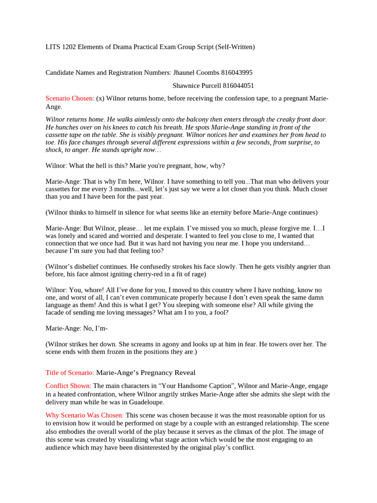 Elements of Drama Practical Exam Group Script | PDF