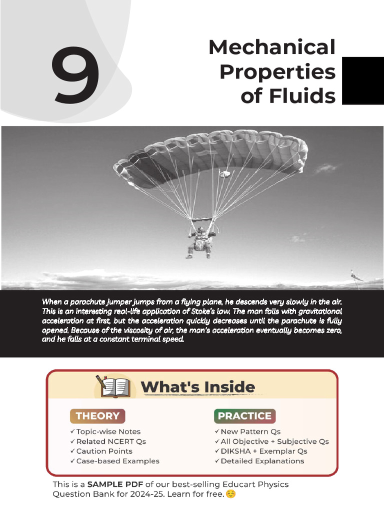 CBSE-XI Physics_Chap-9 (Mechanical Properties of Fluids) | PDF | Pressure | Thermal Expansion
