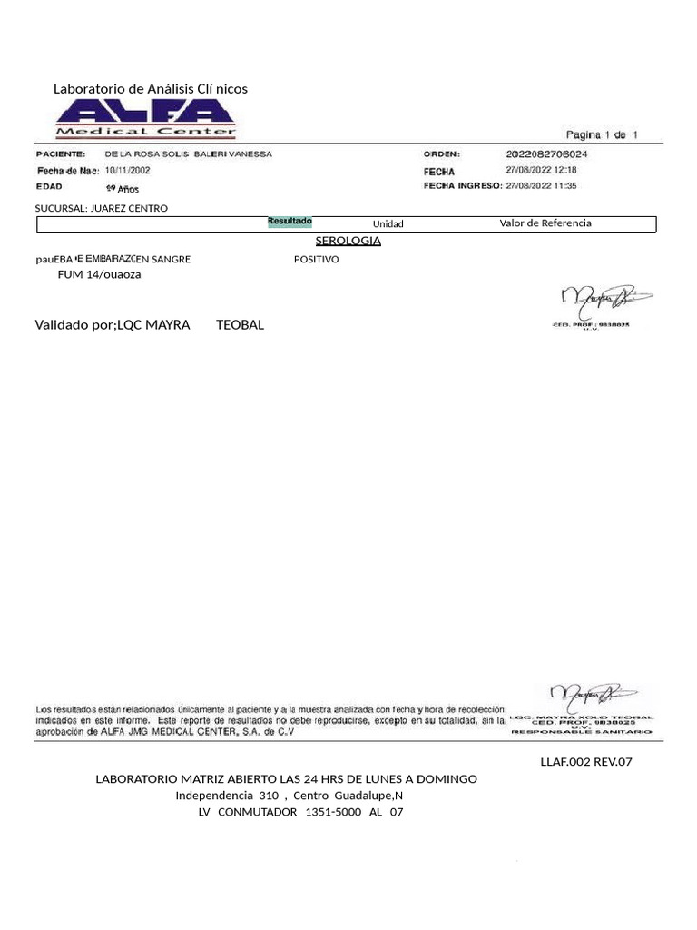 Resultados Alfa Berenice | PDF