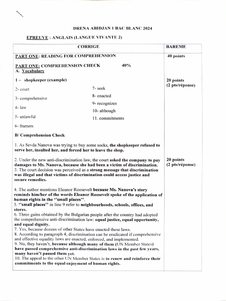 Barème LV2 Régional 2024 | PDF