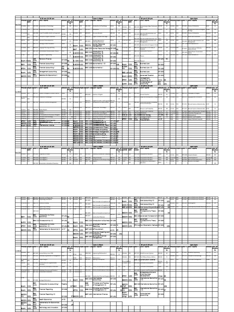 Education Exam Time Table Dec 2024 | PDF | Economies
