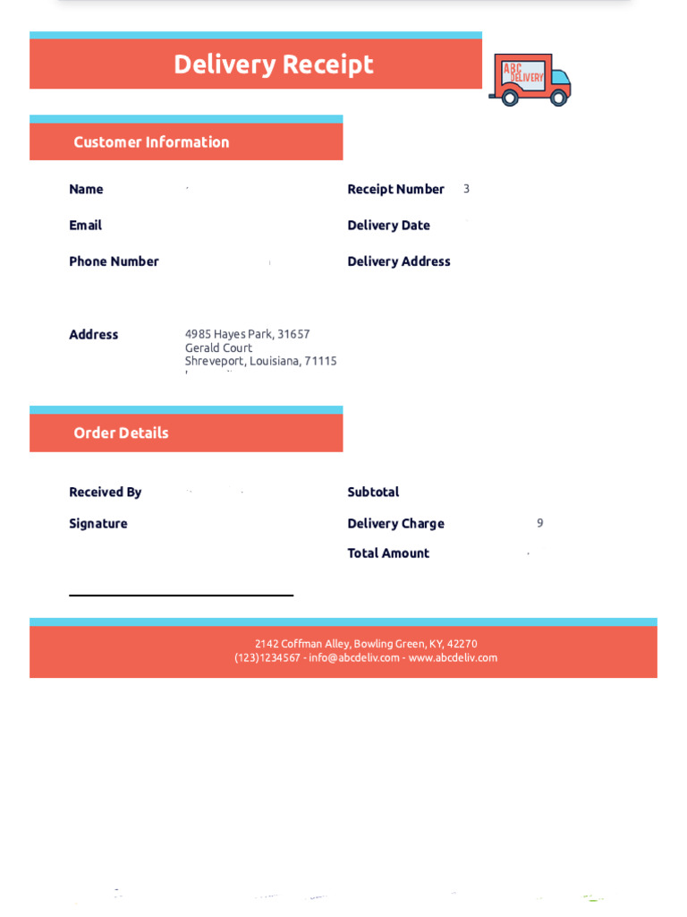 Delivery Receipt for Abbot Vivien | PDF