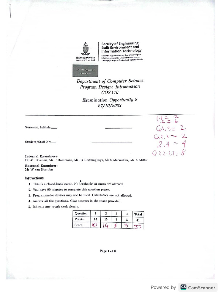 Cos 110 Eo2 2023 | PDF