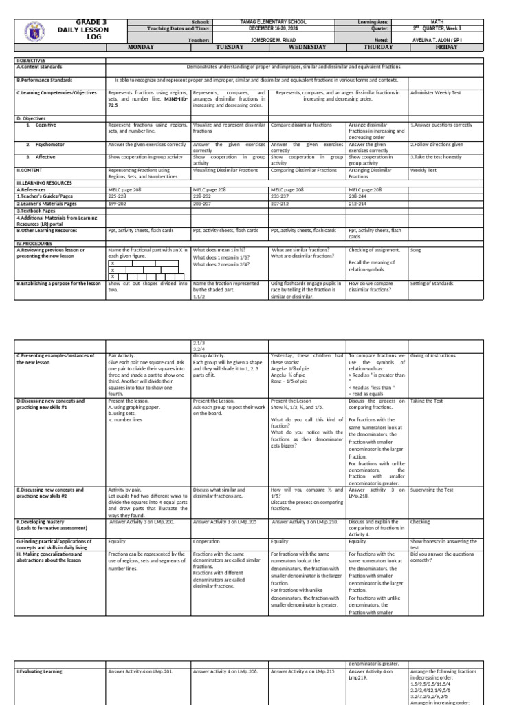 DLL_MATHEMATICS-3_Q3_W3 | PDF | Flashcard | Human Communication