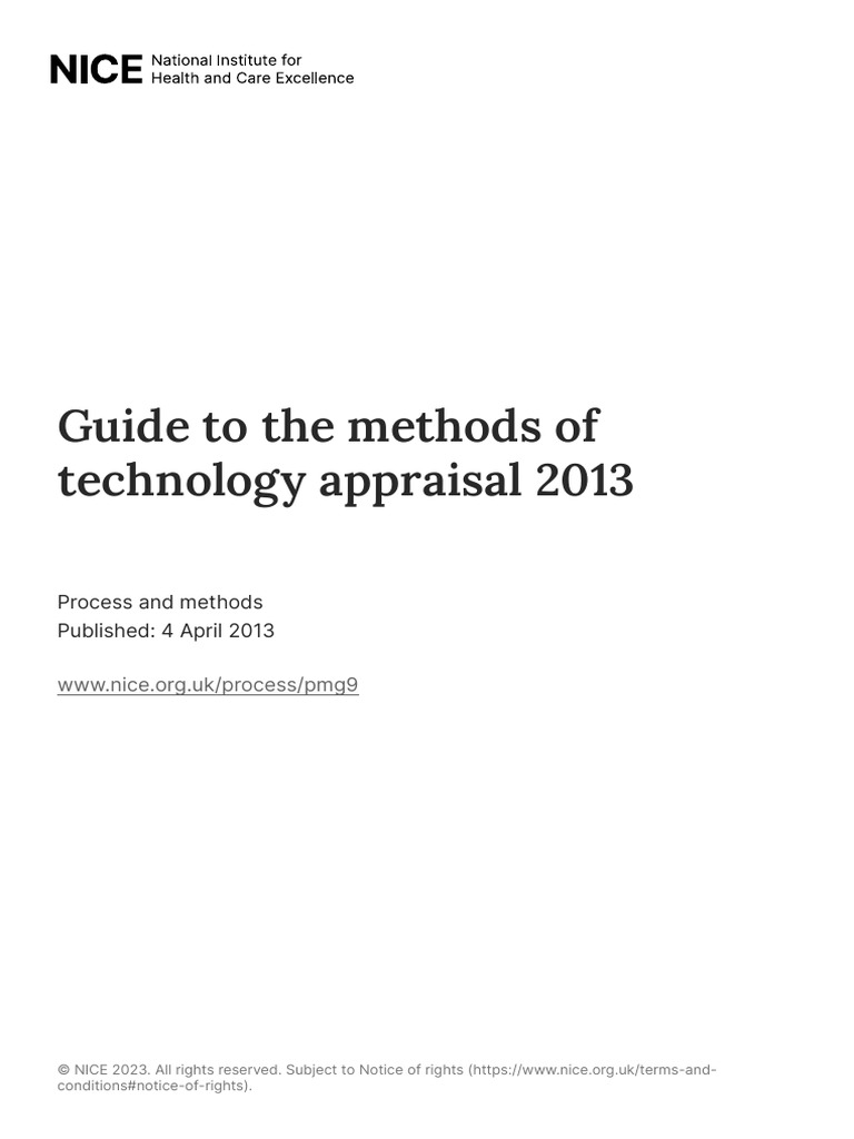 Guide To The Methods of Technology Appraisal 2013 PDF 2007975843781 ...