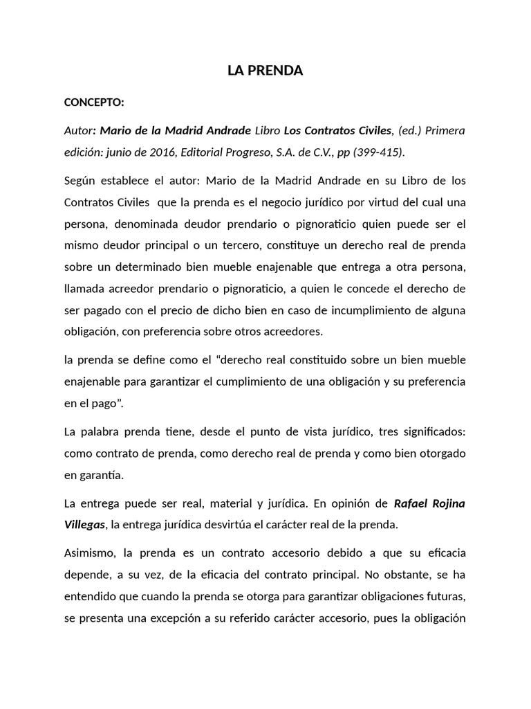Concepto y Tipos de Prenda Jurídica | PDF | Pagos | Propiedad