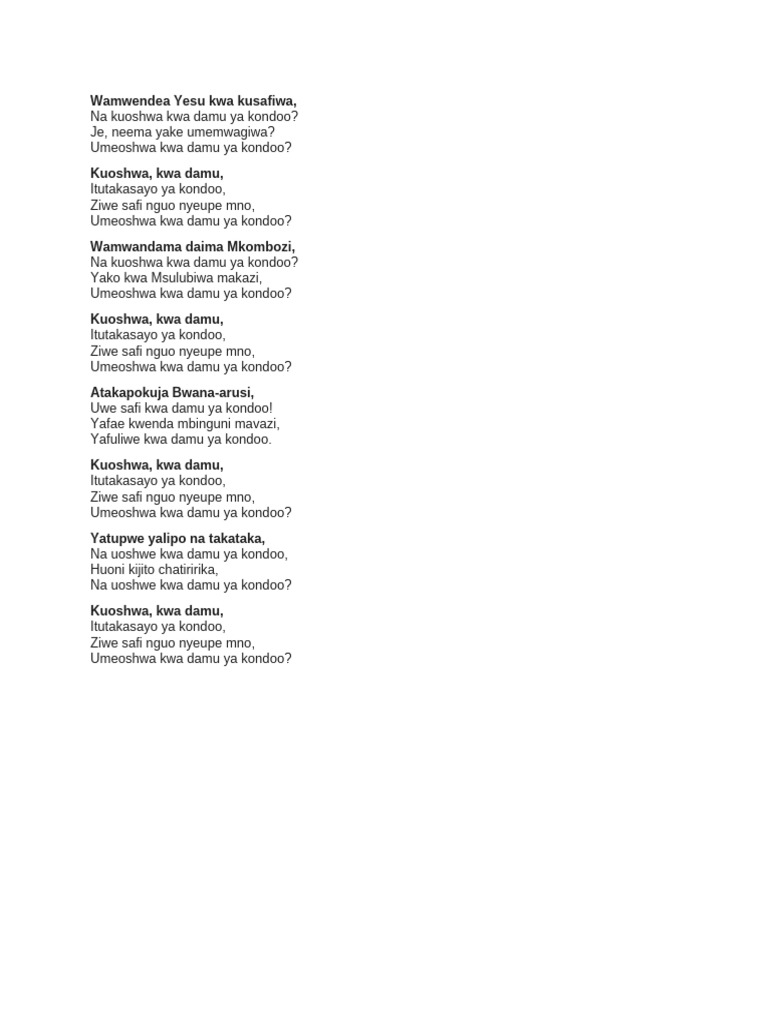 Wamwendea Yesu Kwa Kusafiwa | PDF