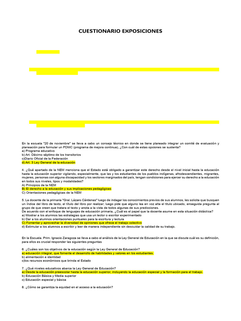 Preguntas Exposiciones | PDF | Inclusión (Educación) | Educación especial