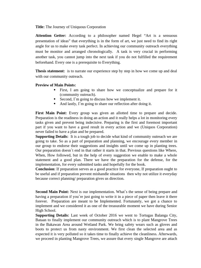 Outline Community Outreach | PDF