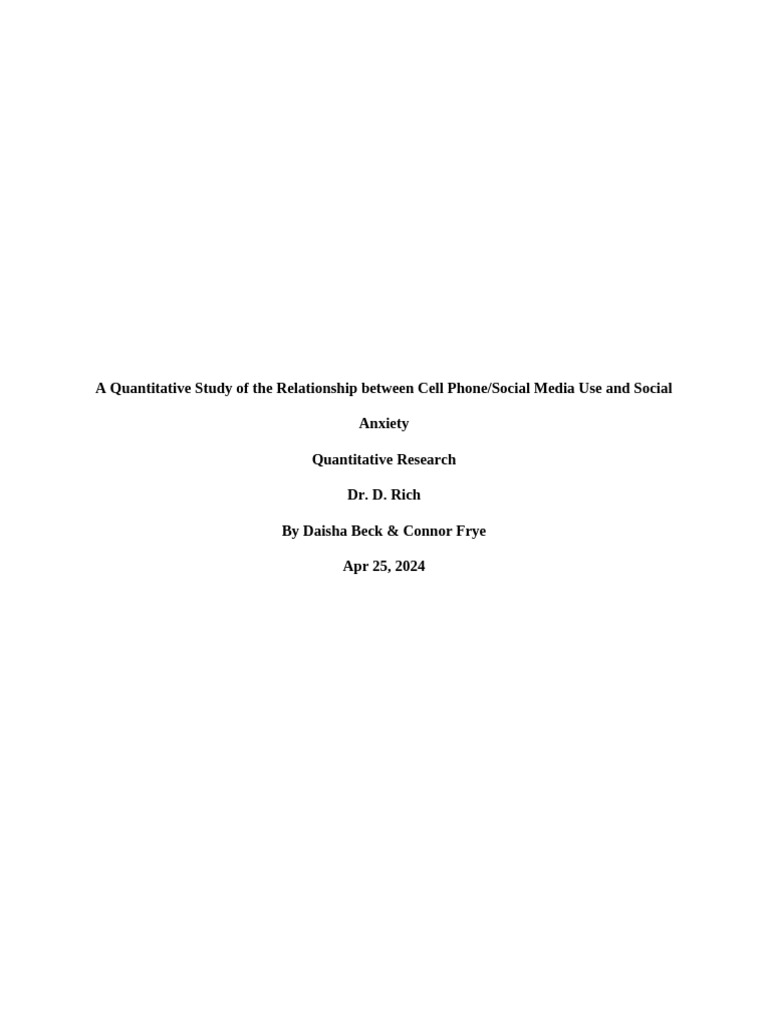 Cell Phone Use and Social Anxiety Study | PDF | Survey Methodology ...