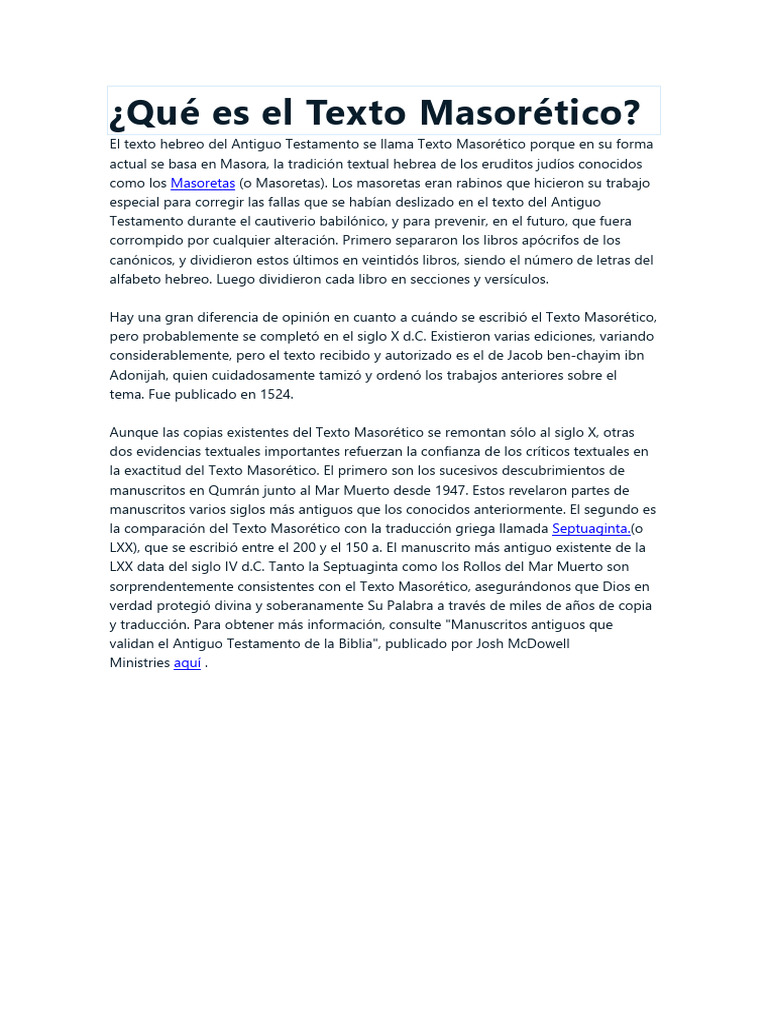 Qué Es El Texto Masorético Ok | PDF