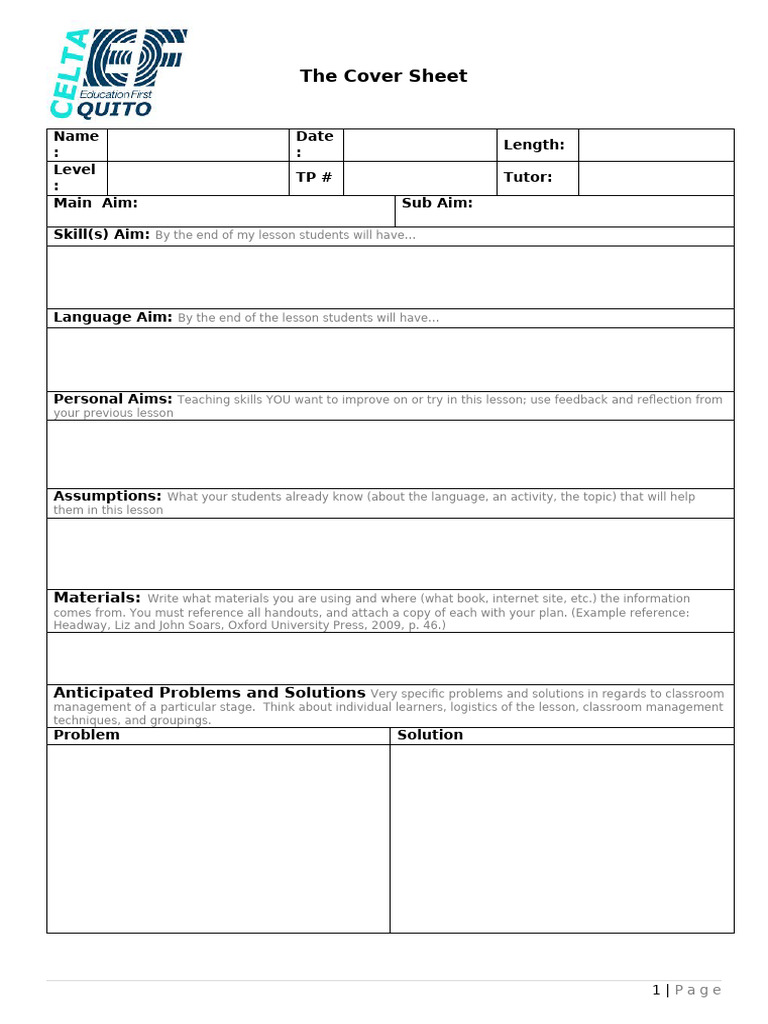 The Cover Sheet | PDF