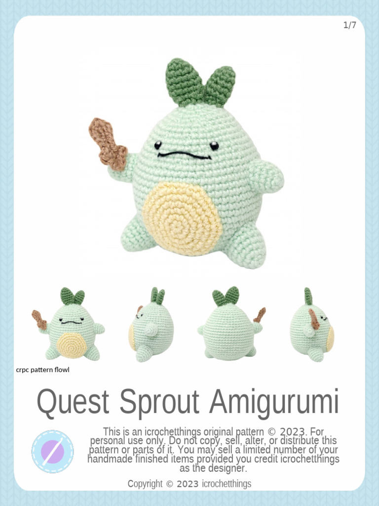 Quest Sprout Amigurumi Doll Free Crochet Pattern 1 | PDF | Crochet ...
